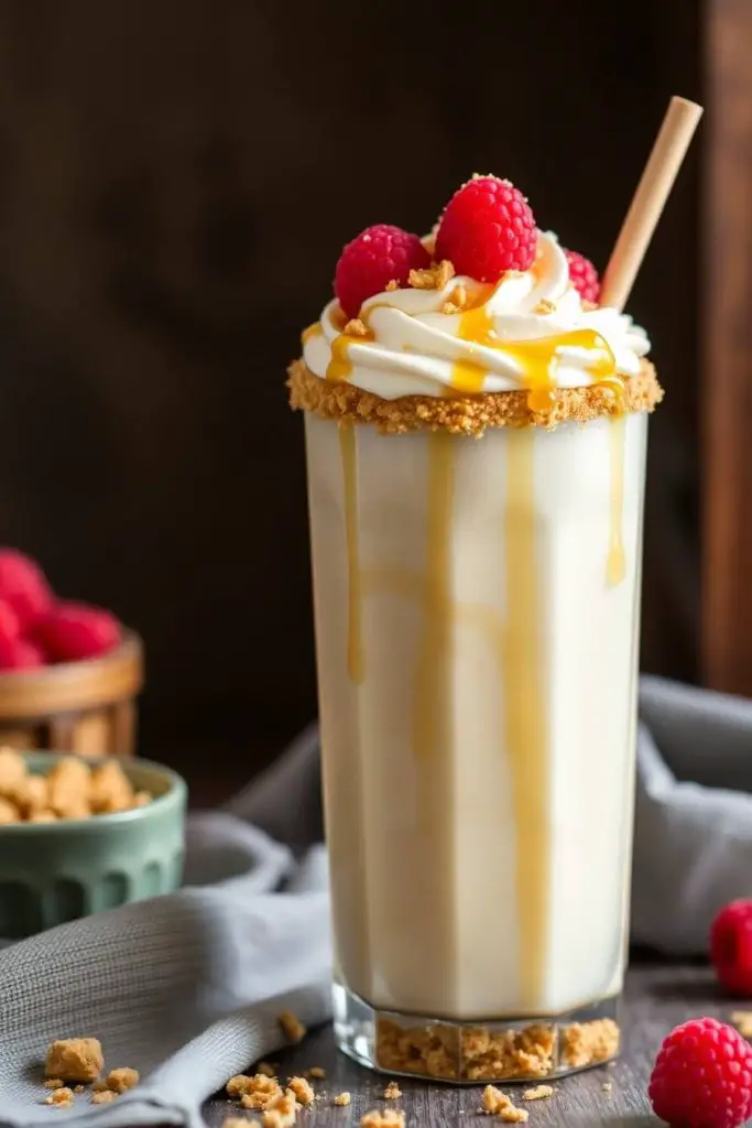 Golden Raspberry Cheesecake Milkshake Delights – The Tasty Flavors