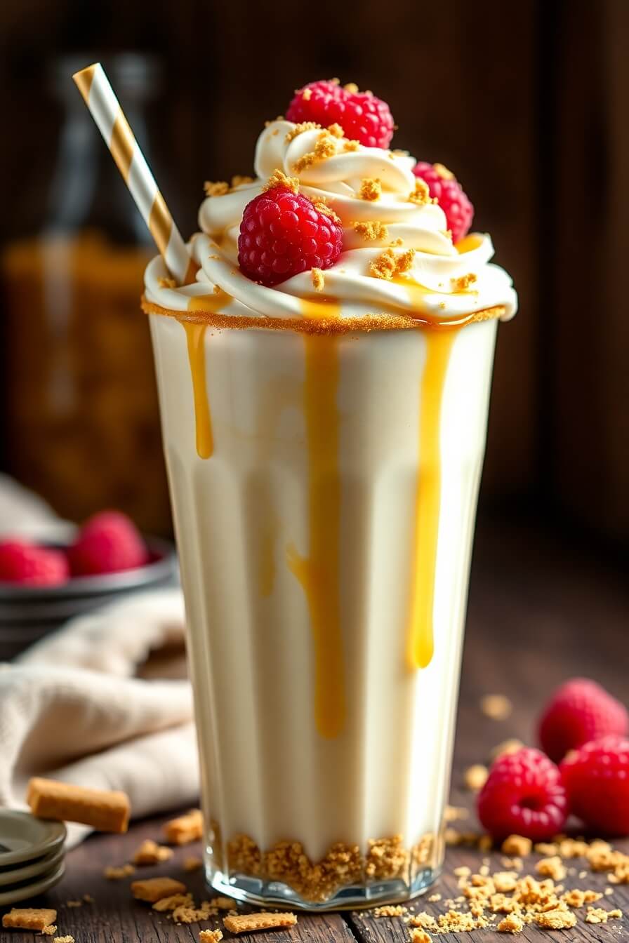 Golden Raspberry Cheesecake Milkshake Delights – The Tasty Flavors