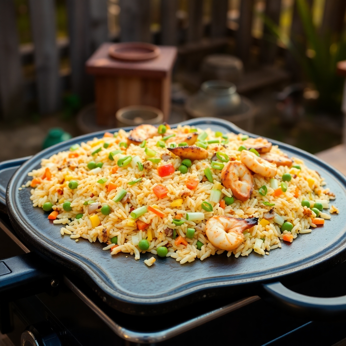 Fried Rice on Blackstone Griddle - The Tasty Flavors